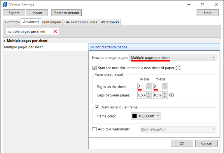 2Printer Advanced Settings